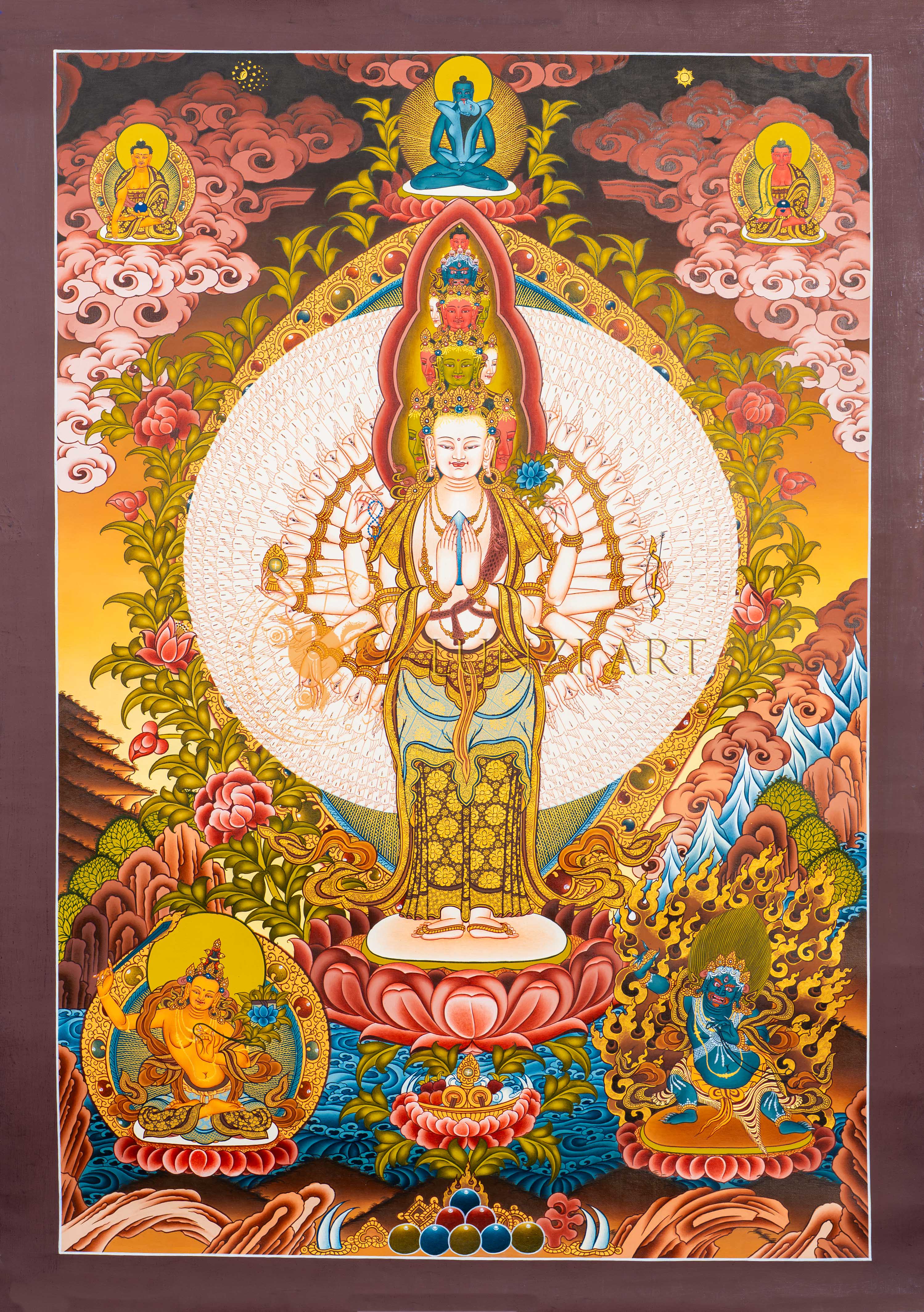 Hand-Painted Avalokiteshvara Thangka – LunziArt-Nepal Buddha statues ...