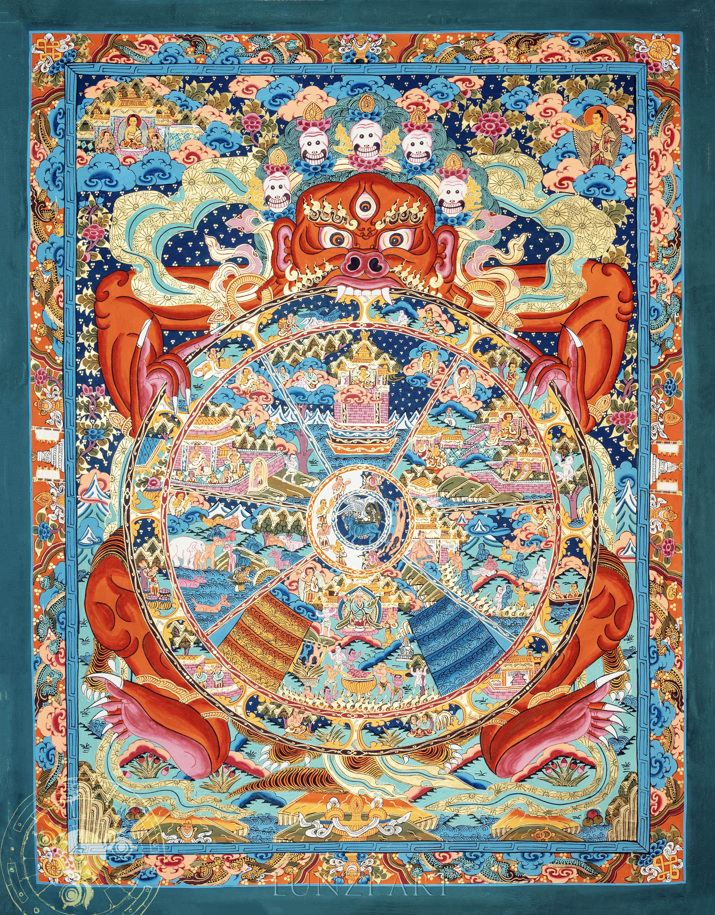 Hand-painted Wheel of Life Thangka "Reincarnation Sacred Map ...